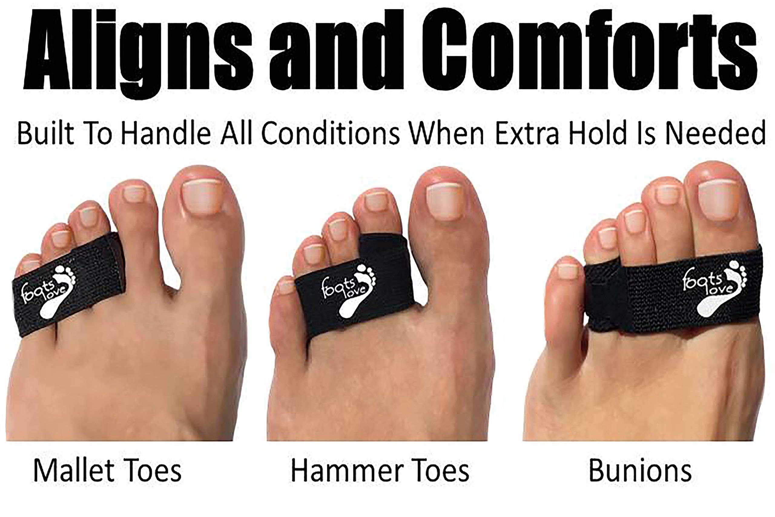 FOOTS LOVE - Broken Toe Splints. Crooked Toe Separator Hammer Toe Straightener Wraps. The Only Copper Align, Protect & Heal Brace. Even Better Now With No Slip !