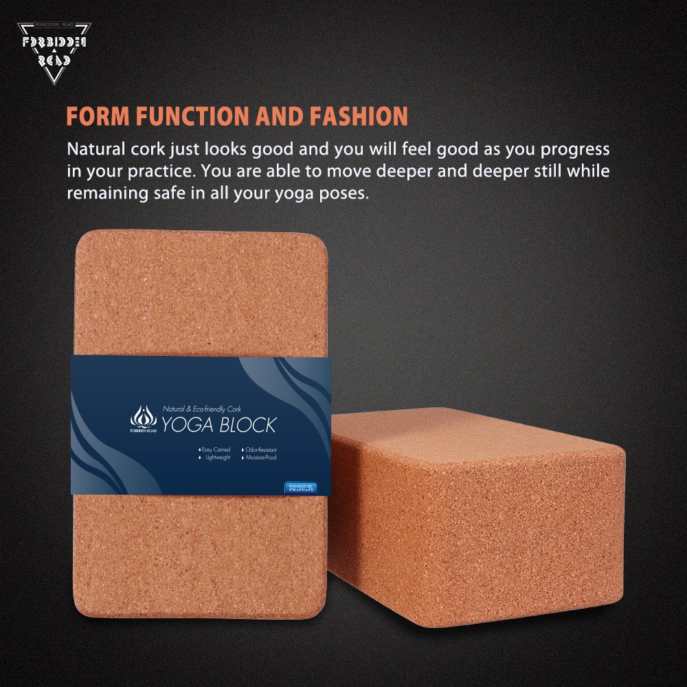 Forbidden Road 2 Pack Cork Yoga Blocks - 3 * 6 * 9 inch