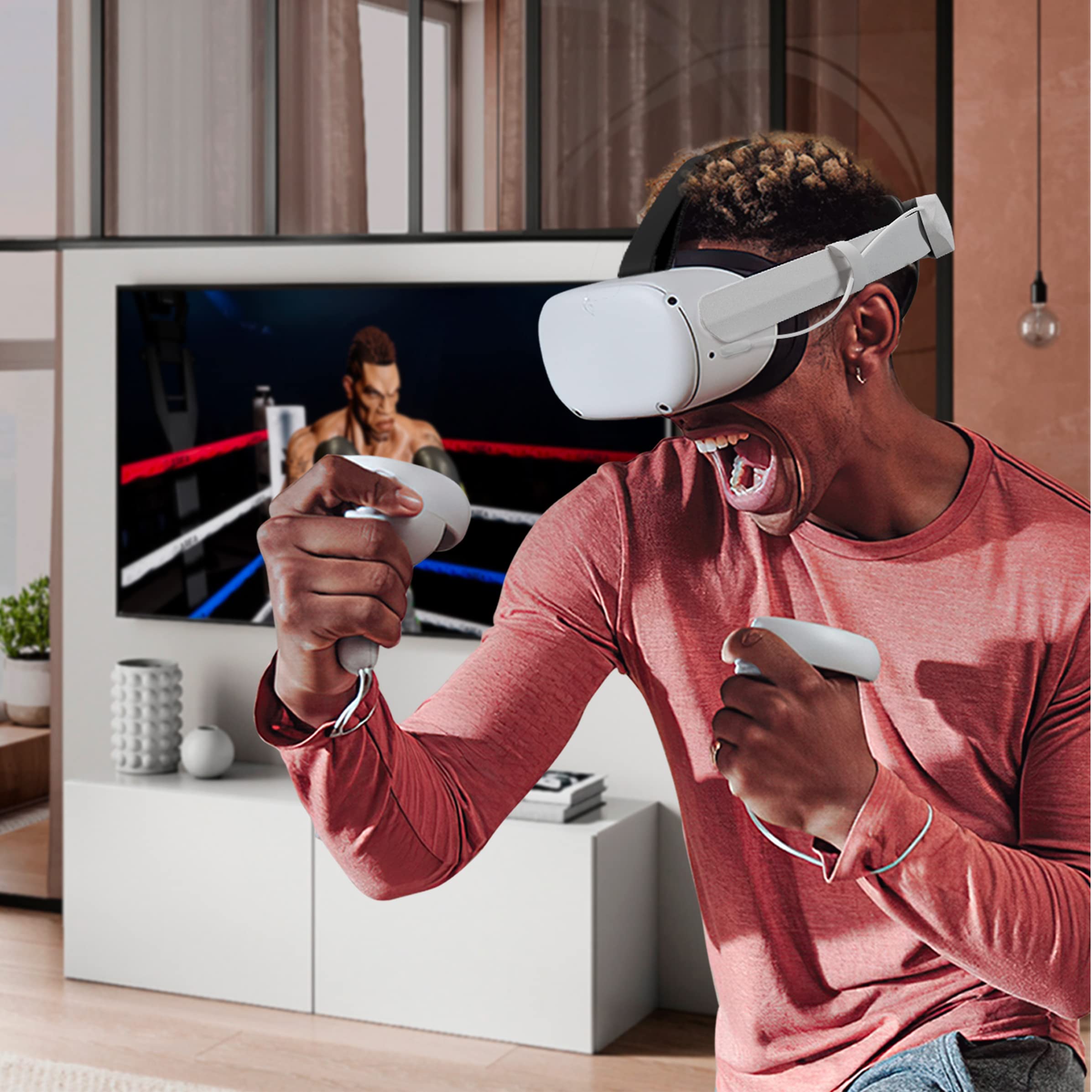 Fanluoqi with Battery Elite Strap, Compatible with Quest 2, Fast Charging,6000mA Power to Extend 7 Hours of Playback Time, Adjustable Head Strap to Enhance VR Wearing Comfort