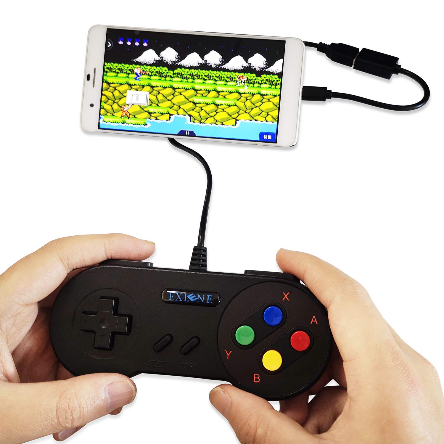 Exlene® Usb Controller Gamepads Joystick 10ft/3m (2pack),Usb Snes Controller Super Snes Classic Controller for PC Windows Ubuntu Raspberry Pi 3 Retropie Sega Genesis (Black)