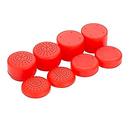 for PS5, PS4, PS3, Switch Pro, Xbox one, Xbox 360, Wii U, PS2 Controller Analog Stick Thumbsticks Joystick Cap Rubber Cover Silicone Thumb Grip Cap Joystick Thumbstick Replacement (Pack of 8 Red)