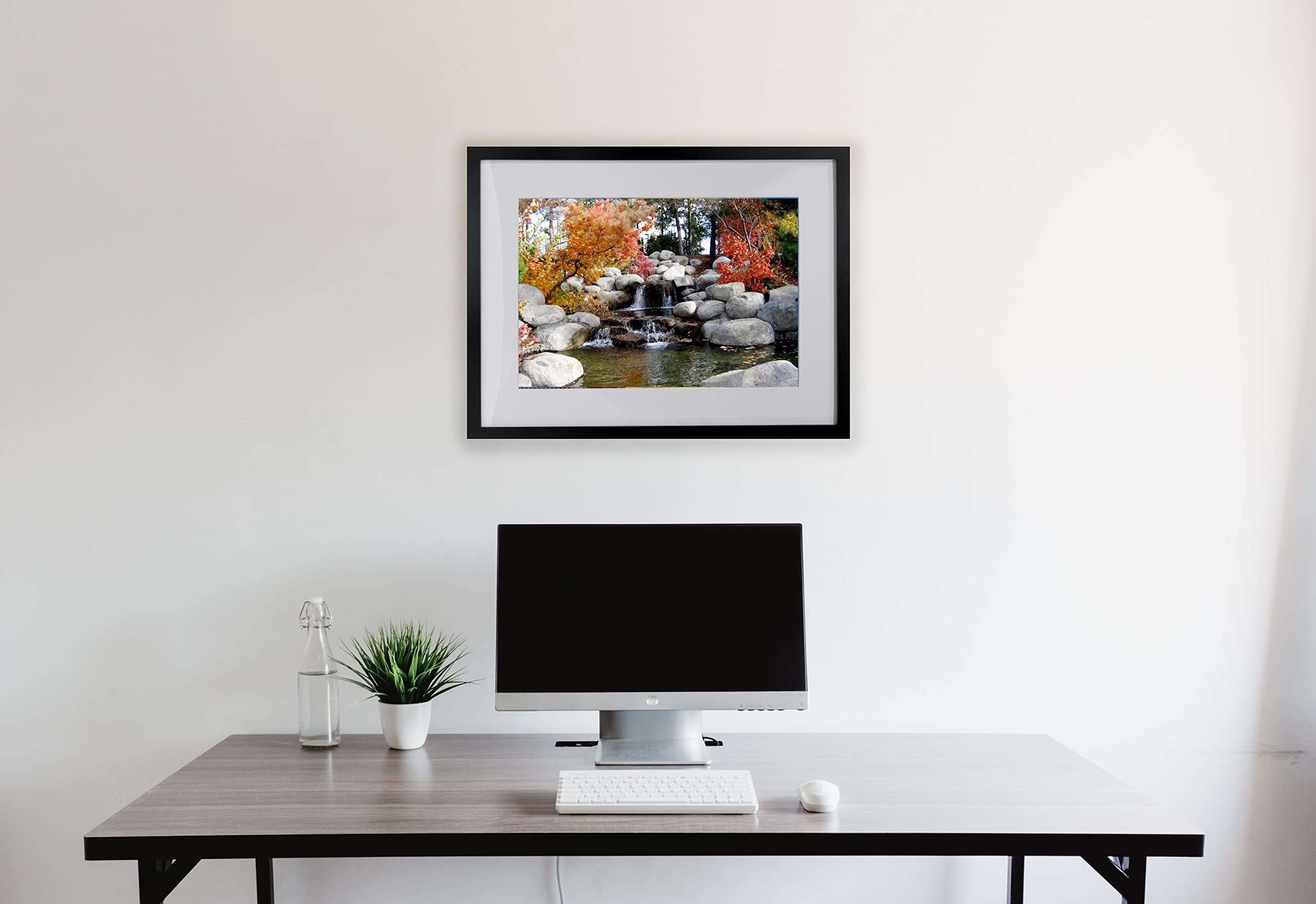 Frame Amo 18x24 Black Picture Frame, White Mat with 10.5x16.5 opening for 11x17 Image, 1 Inch Border, Acrylic Face