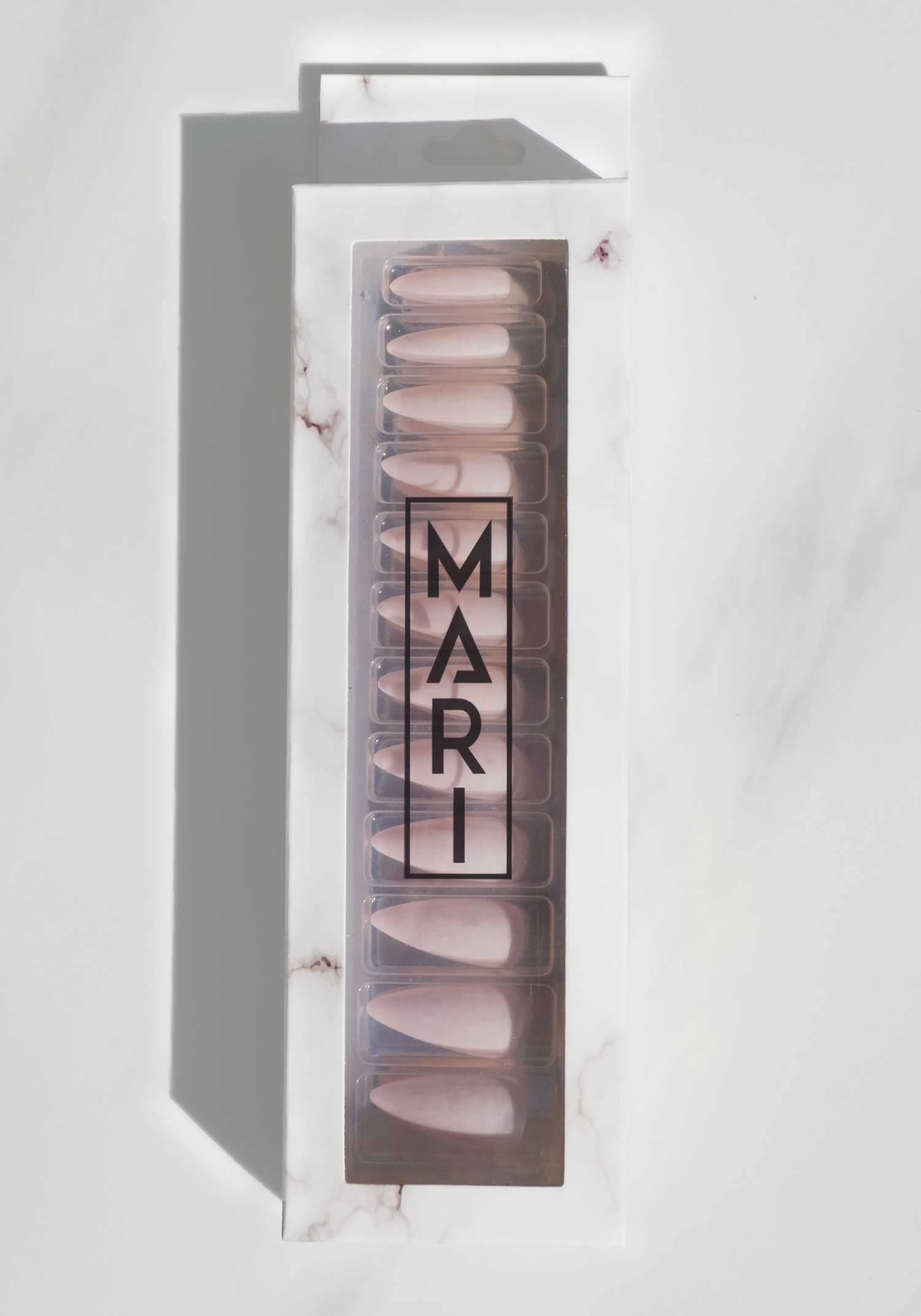 Mari By Marsai, Reusable 24pcs Press On Luxury Manicure, Salon-Quality Long Lasting Fake False Nails Easy to Apply, Includes 2 Prep Pads Non-Toxic Glue, Sticky Tabs (Ms. Minimalist)