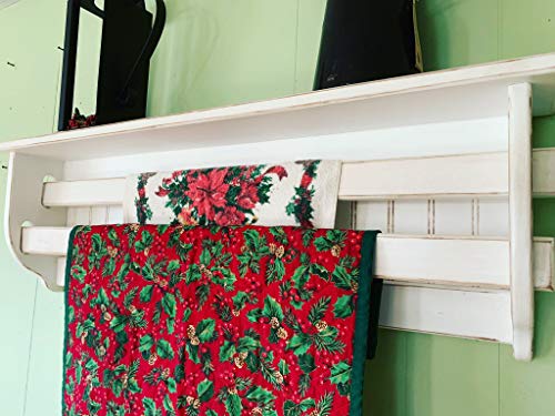 Quilt Rack for the wall, Double Bar Quilt Rack Wall Shelf, Quilt Display Shelf, Rustic Quilt Rack | Quilt Rack for 2 Quilts