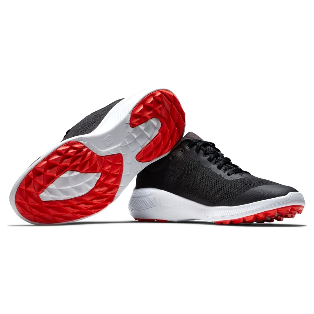 FootJoy Men's FJ Flex Golf Shoe, Black/White/Red, 12