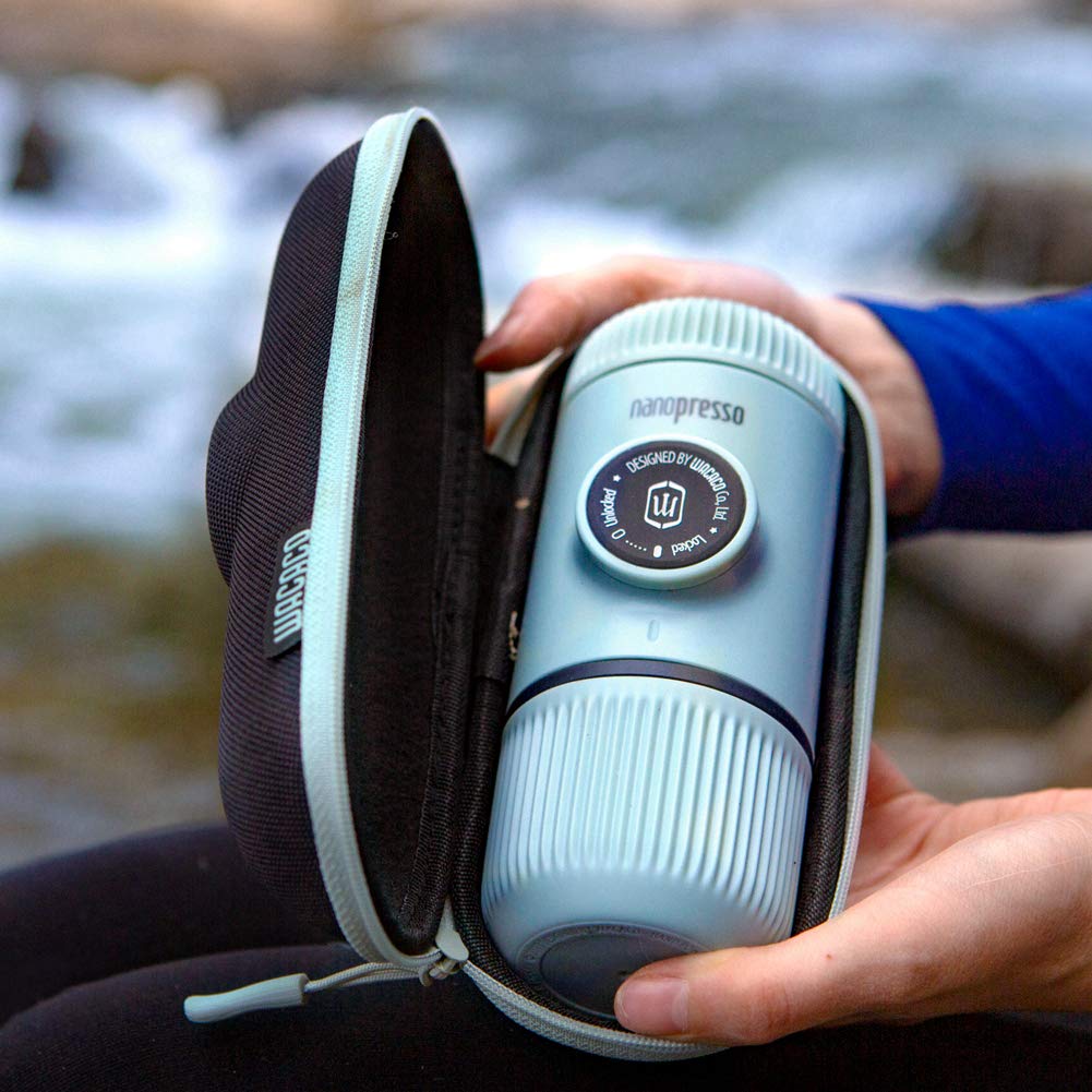 WACACO Nanopresso Portable Espresso Maker with Case, Mini Travel Coffee Machine, Perfect for Camping, Travel and Office( Elements Arctic Blue)