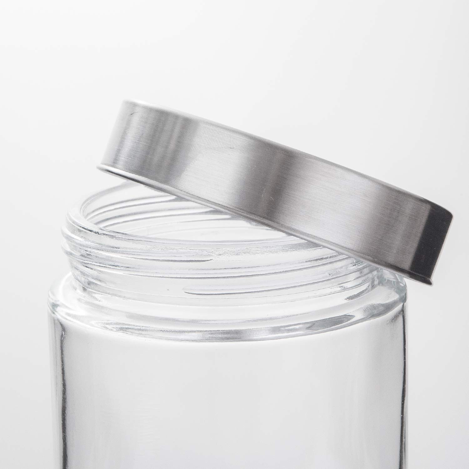Flrolove Glass Storage Jars with Stainless Steel Lids For The Kitchen,Set of 6,27 oz
