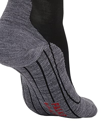 FALKE Women's RU4 Endurance Wool Running Socks, Mid Calf, Medium Cushion, Athletic, Breathable Quick Dry, Merino Wool, Black (Black-Mix 3010), 5-6, 1 Pair