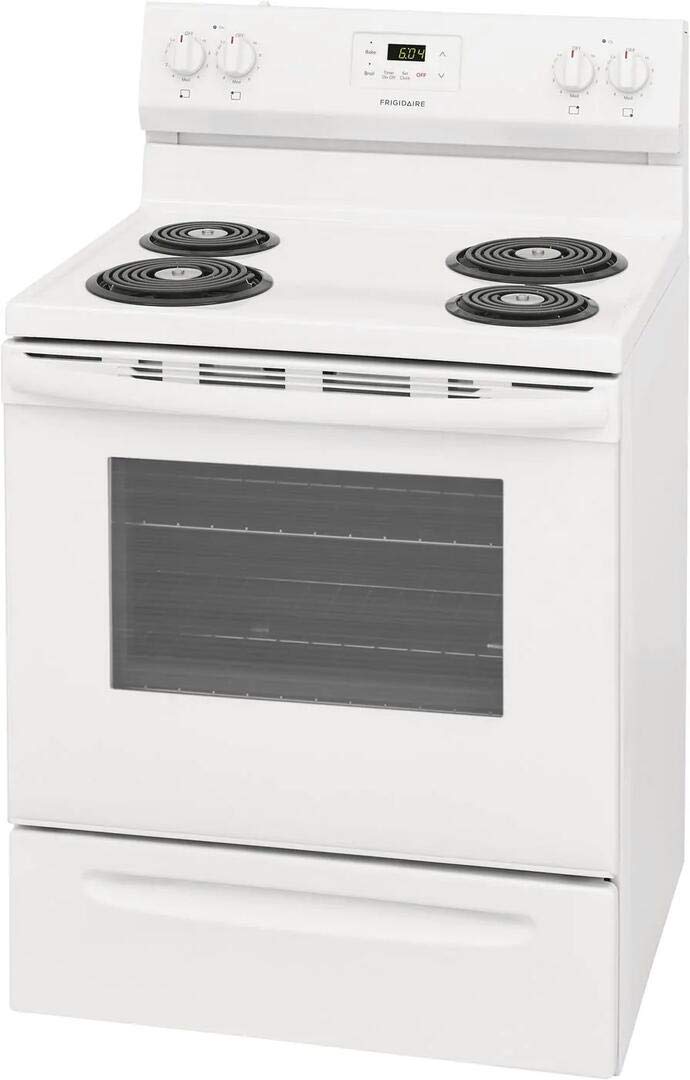 Frigidaire FCRC3012AW 30" Electric Range with 4 Coil Elements 5.3 cu. ft. Oven Capacity Store-More Storage Drawer Electronic Kitchen Timer in White
