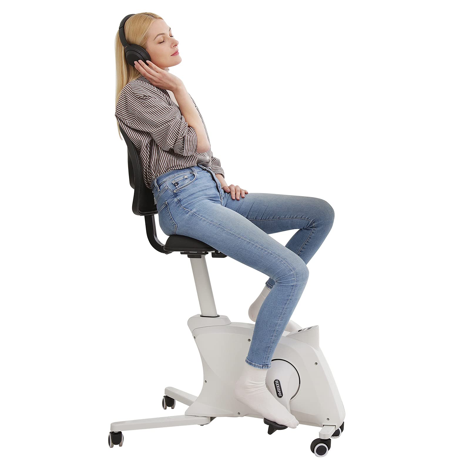 FLEXISPOT Under Desk Bike Pedal Exerciser, 2-in-1 Exercise Bike, Home Office Desk Chairs with Pedal Exerciser, Indoor Fitness Bike Bicycle for Home Office Workout(White)