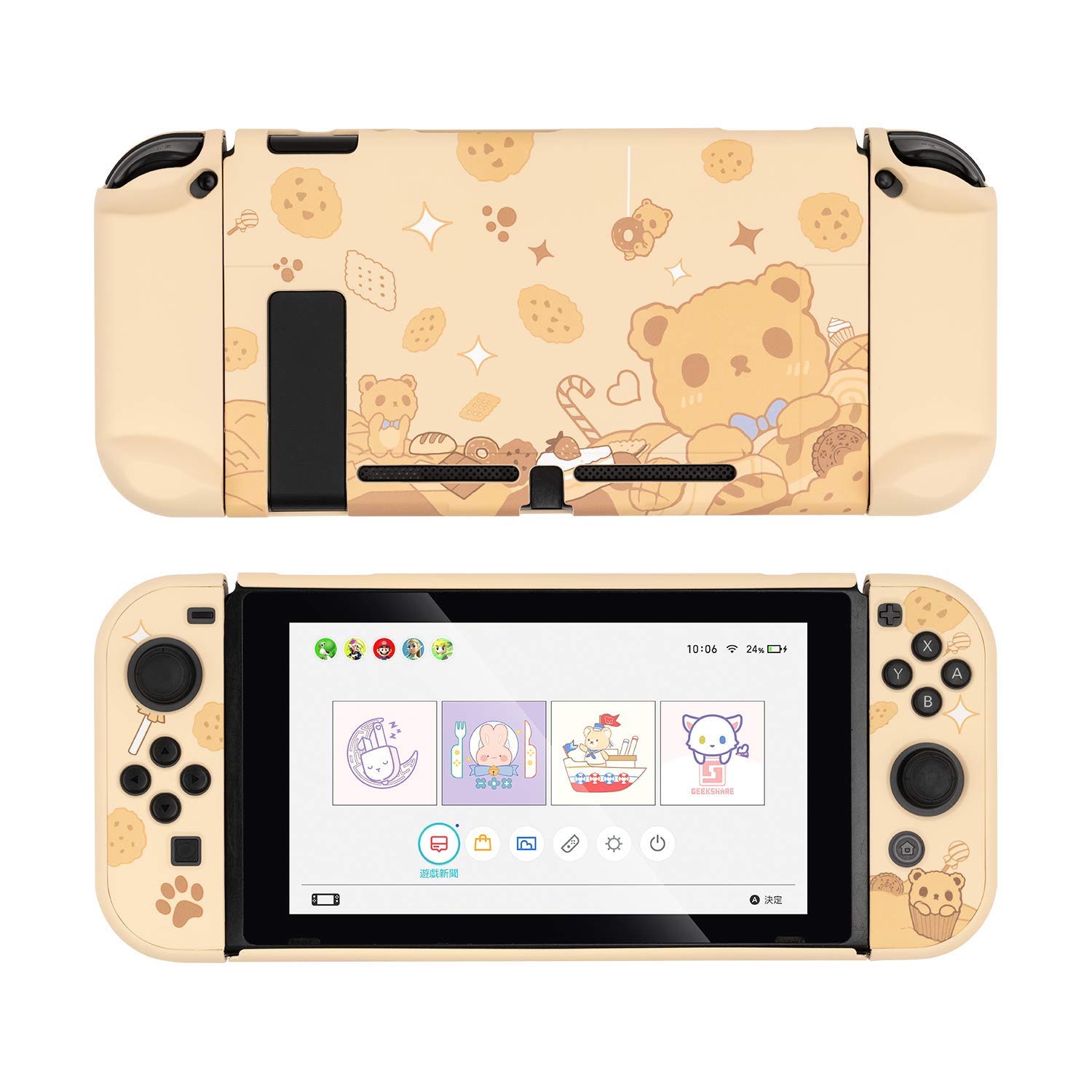 GeekShare Protective Case Slim Cover Case Compatible with Nintendo Switch and Joy-Con - Shock-Absorption and Anti-Scratch - Mousse Bear