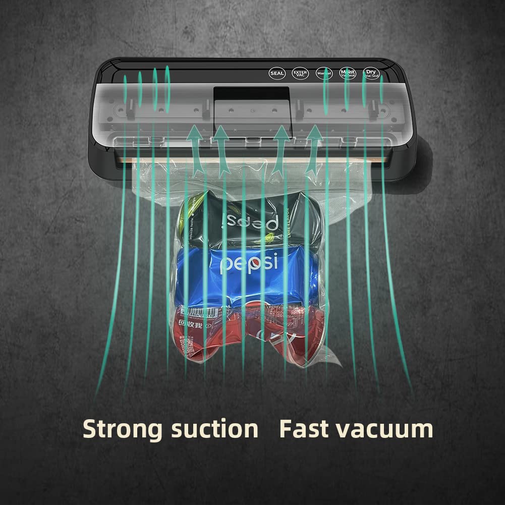 Food Vacuum Sealer Machine Powerful Suction - Automatic Food Sealer Vacuum Sealer for Food Preservation - Dry Moist Mode Led Indicator Lab Tested - With Jar Bottle Can Sealing External Port