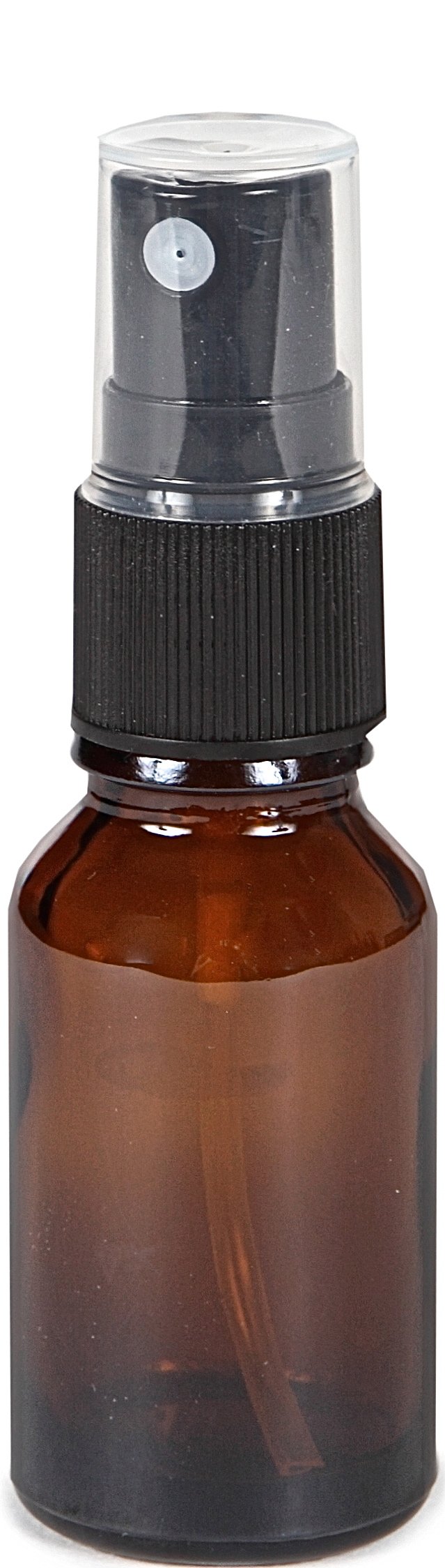 Vivaplex, 24, Amber, 15 ml (1/2 oz) Glass Bottles, with Black Fine Mist Sprayer's
