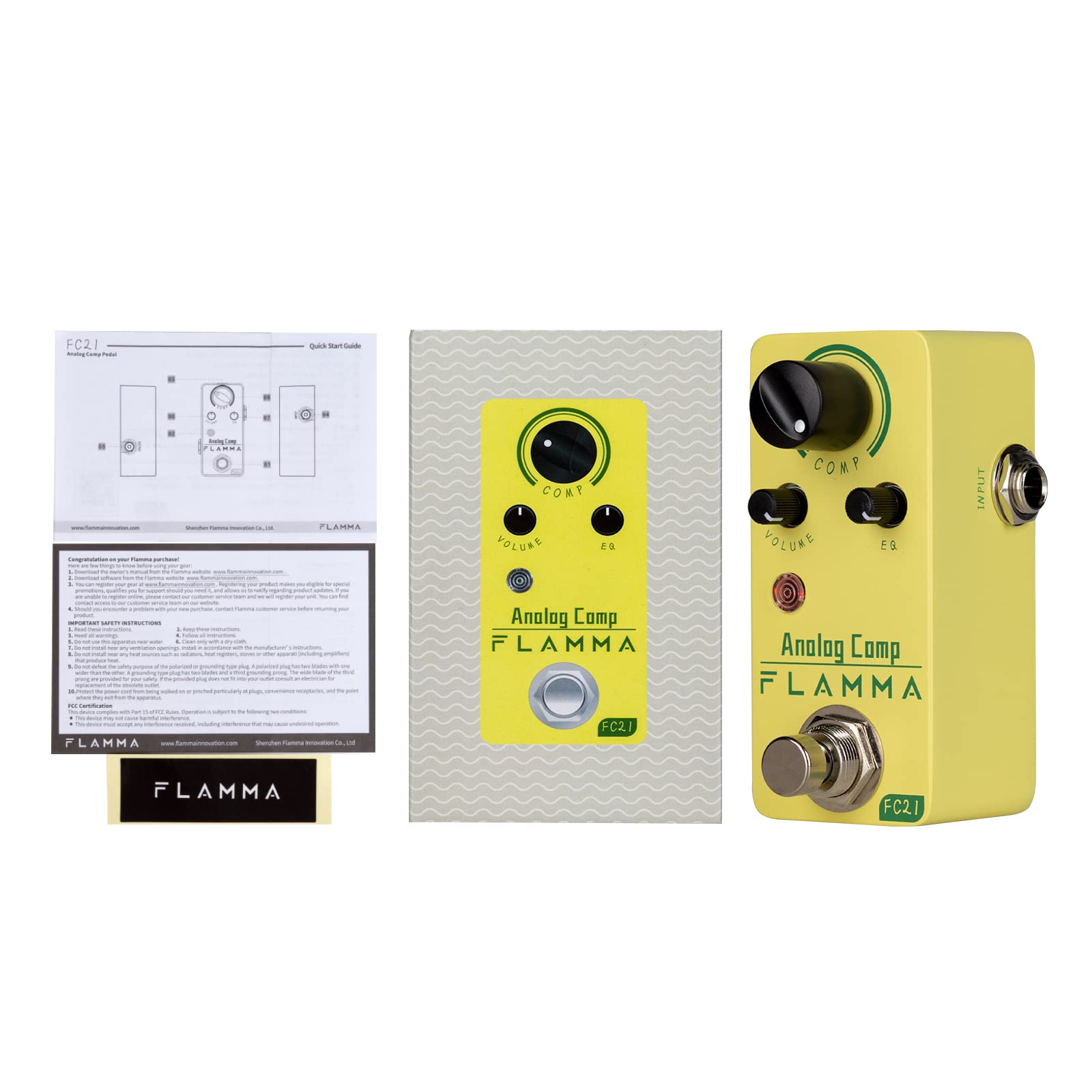 FLAMMA FC21 Compressor Pedal with Guitar Pedal Footswitch Toppers 5 Pcs One-Step Installation