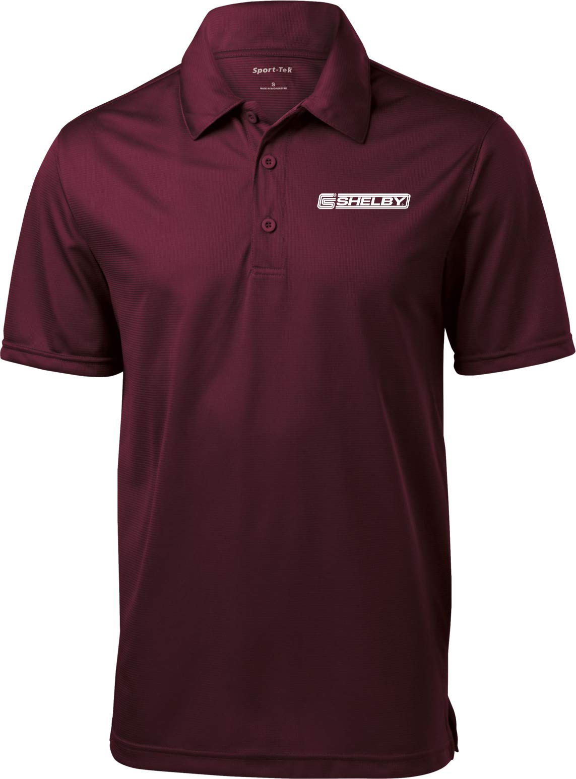 Ford Mustang Shelby Crest Pocket Print Textured Polo, Maroon Medium