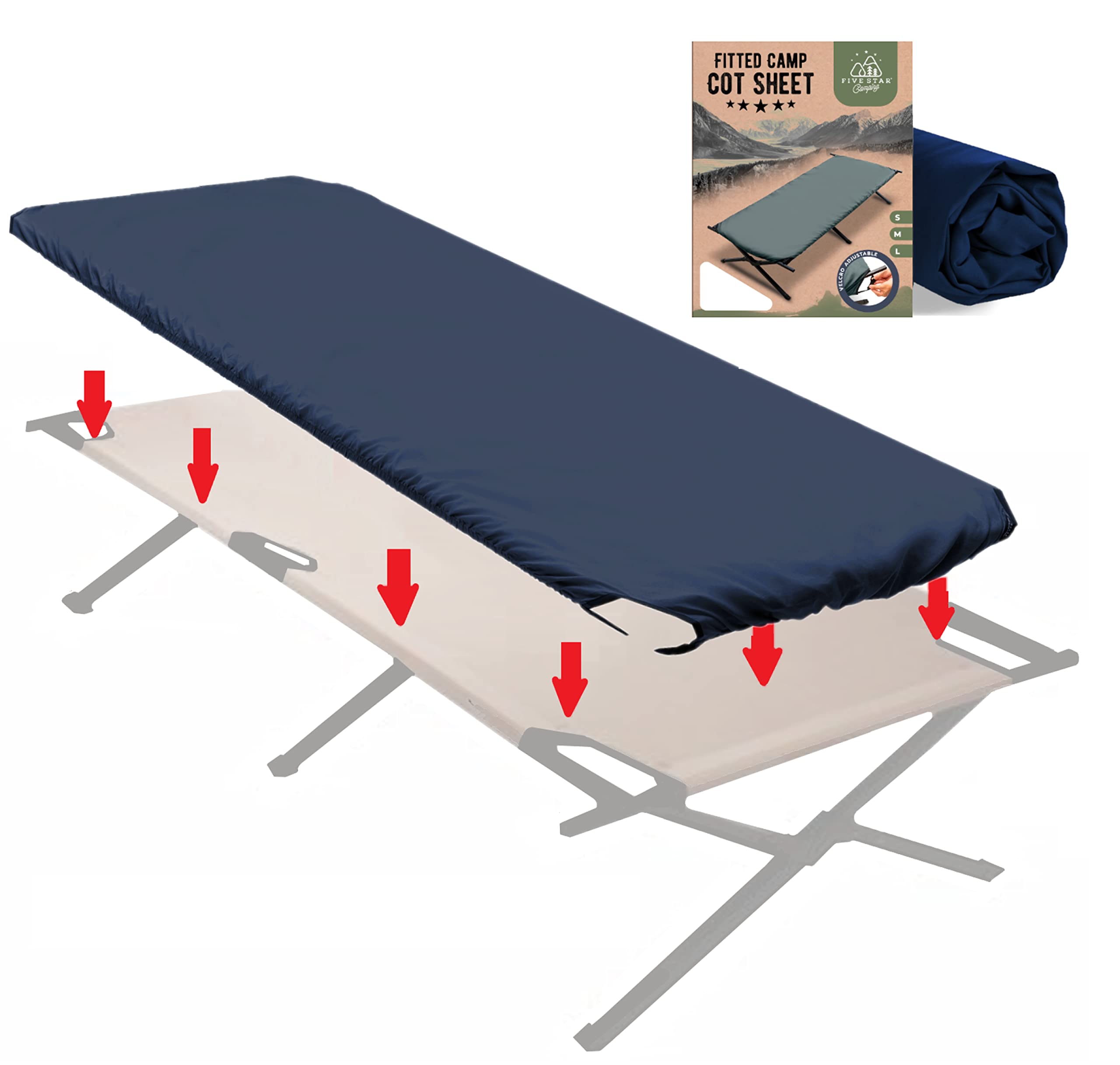 Fitted Camping Cot Sheet for Adult Sleeping Cots. Camping Bedding That fits Most Army cots, Military cots, Travel cots and Folding Cots Keeps Your Sleeping Pad Secure!