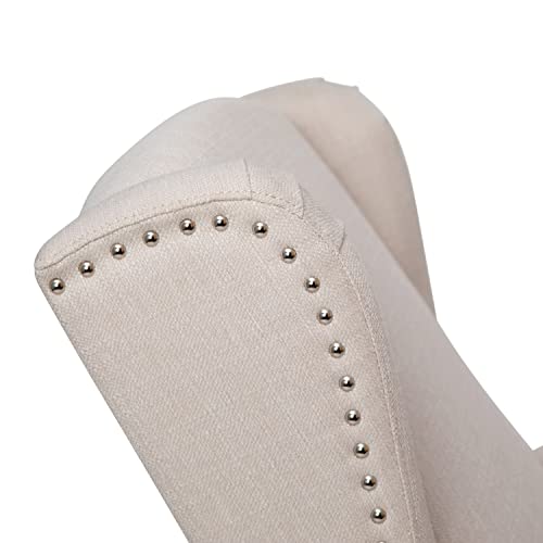 Flash Furniture Prescott Polyester Fabric Upholstered Slim Wingback Recliner, Modern Pushback Recliner Chair with Pocket Spring Seat, Cream