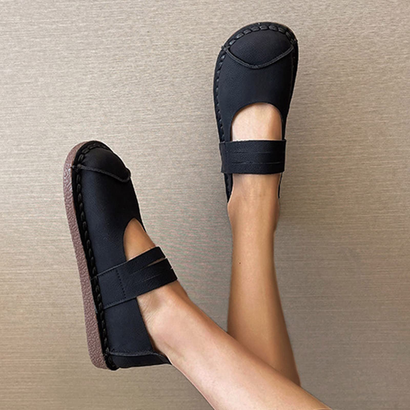 Flat Retro Casual Mouth Bottom Shoes Summer and Surface Shallow Soft Women's Spring Soft Women's Kids Boys Casual Shoes Black