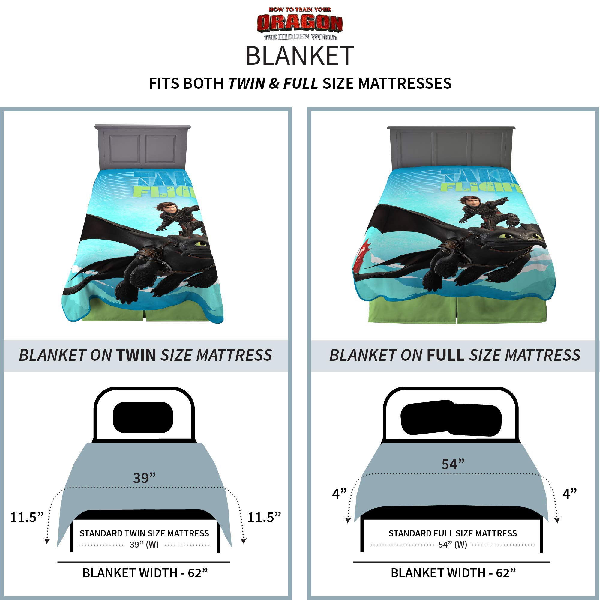 Franco Kids Bedding Blanket, 62 in x 90 in, How to Train Your Dragon