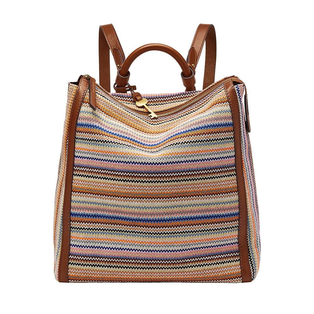 Fossil Women's Parker Fabric Convertible Large Backpack Purse Handbag, Colorful Stripes (Model: ZB1742875)