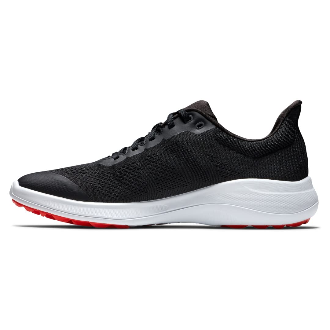 FootJoy Men's FJ Flex Golf Shoe, Black/White/Red, 12