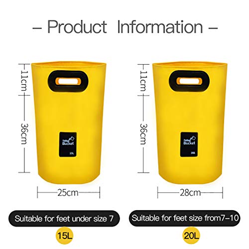 fancyfree Multipurpose Collapsible Water Bucket,Portable Bubble Foot Bucket,Foldable Foot Bath Basin, Home & Travel Soaking Feet Basin for Women and Men (20L-Yellow-(2086))
