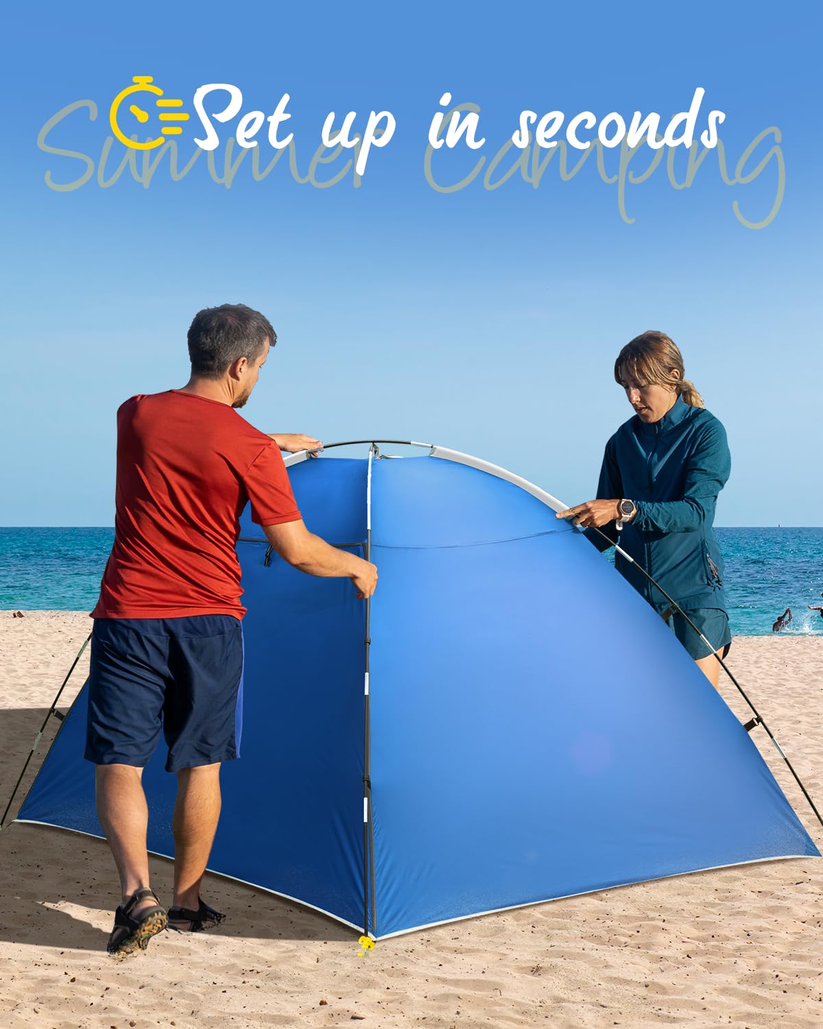 Forceatt Beach Tent, Beach Shade Tent for 2-3 Person with UPF 50+ UV Protection, Portable Beach Tent Sun Shelter Canopy, Lightweight & Easy Setup Beach Tent