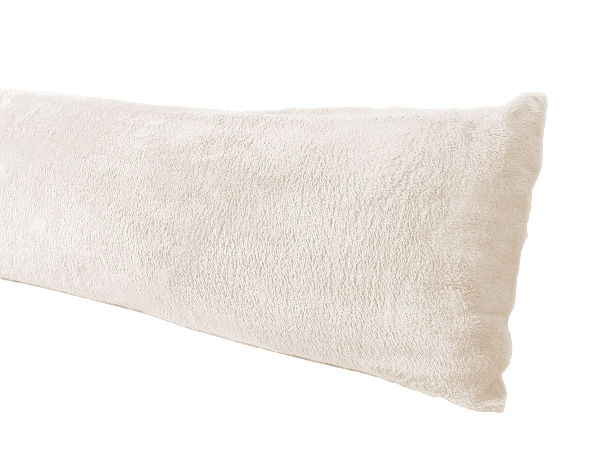 Extra Soft Body Pillow Cover, Sherpa/Microplush Material, 20x54 Inches, Zipper Closure (Cream)