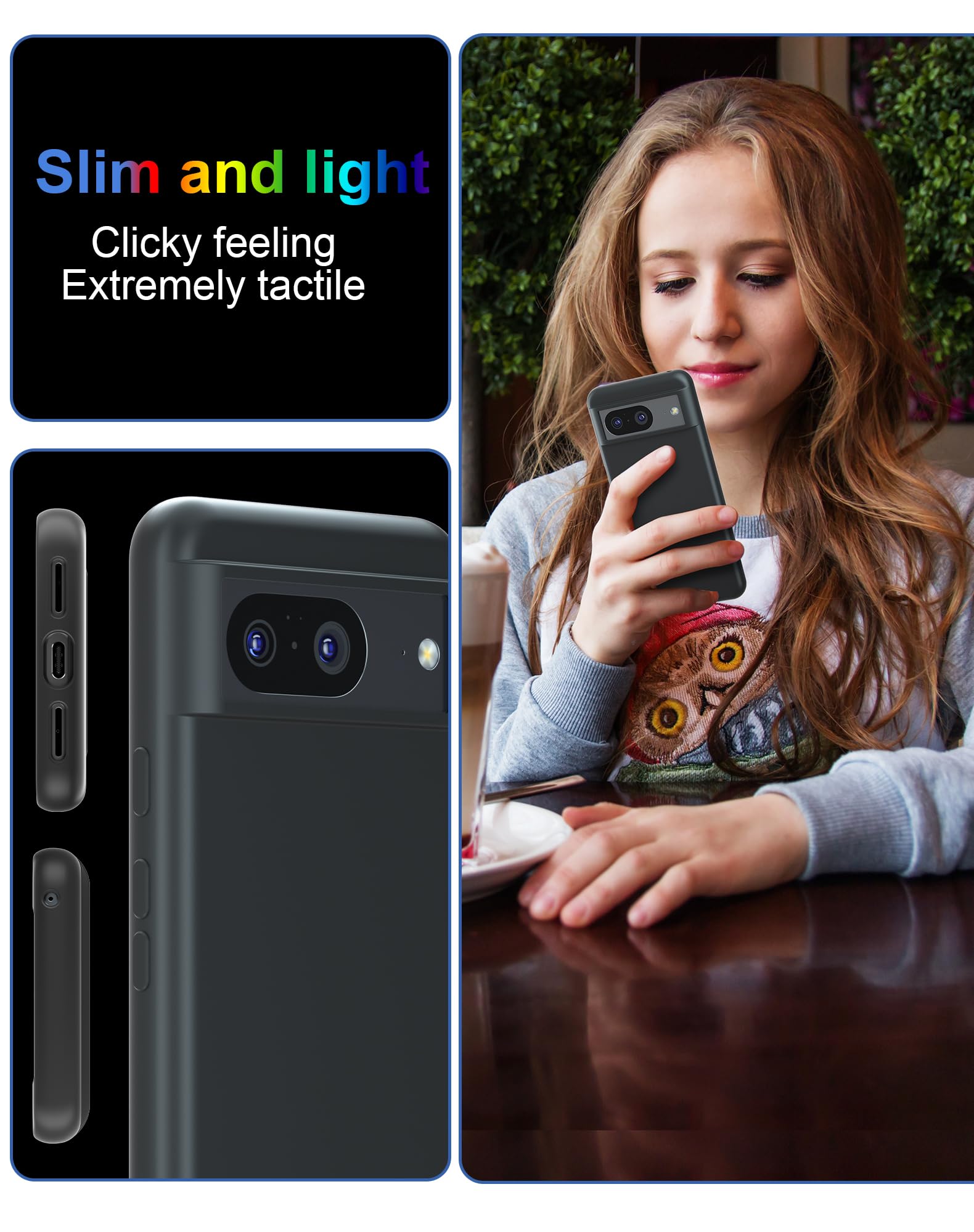Foluu Silicone Case for Google Pixel 8, Pixel 8 Liquid Gel Rubber Bumper Case with Soft Microfiber Lining Cushion Slim Hard Shell Shockproof Protective Cover for Google Pixel 8 2023 (Black)