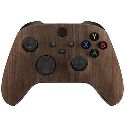 eXtremeRate Side Rails Grips Shell for Xbox Core Wireless Controller, Wood Grain Replacement Part Front Housing Cover Handles Faceplate for Xbox Series X & S Controller [Controller Excluded]