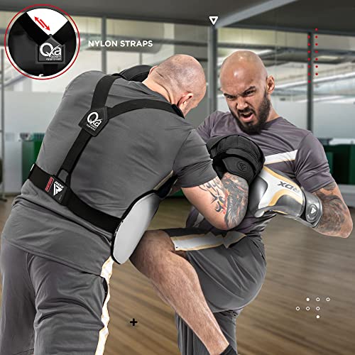 RDX Boxing Chest Guard Reversible, Kickboxing MMA Muay Thai Body Protector, Sparring Training Punching, Adjustable Shield, Martial Arts Upper Belly Rib Pad, Taekwondo Vest (Black, L/XL)