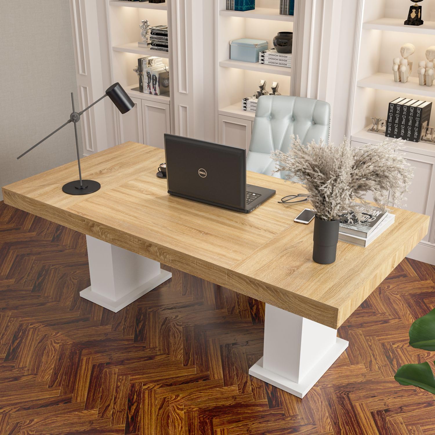 FAMAPY 6.5FT Conference Table Meeting Table Rectangular Seminar Table for Office Meeting Conference Room Oak (78.7”W x 39.3”D x 28.7”H)
