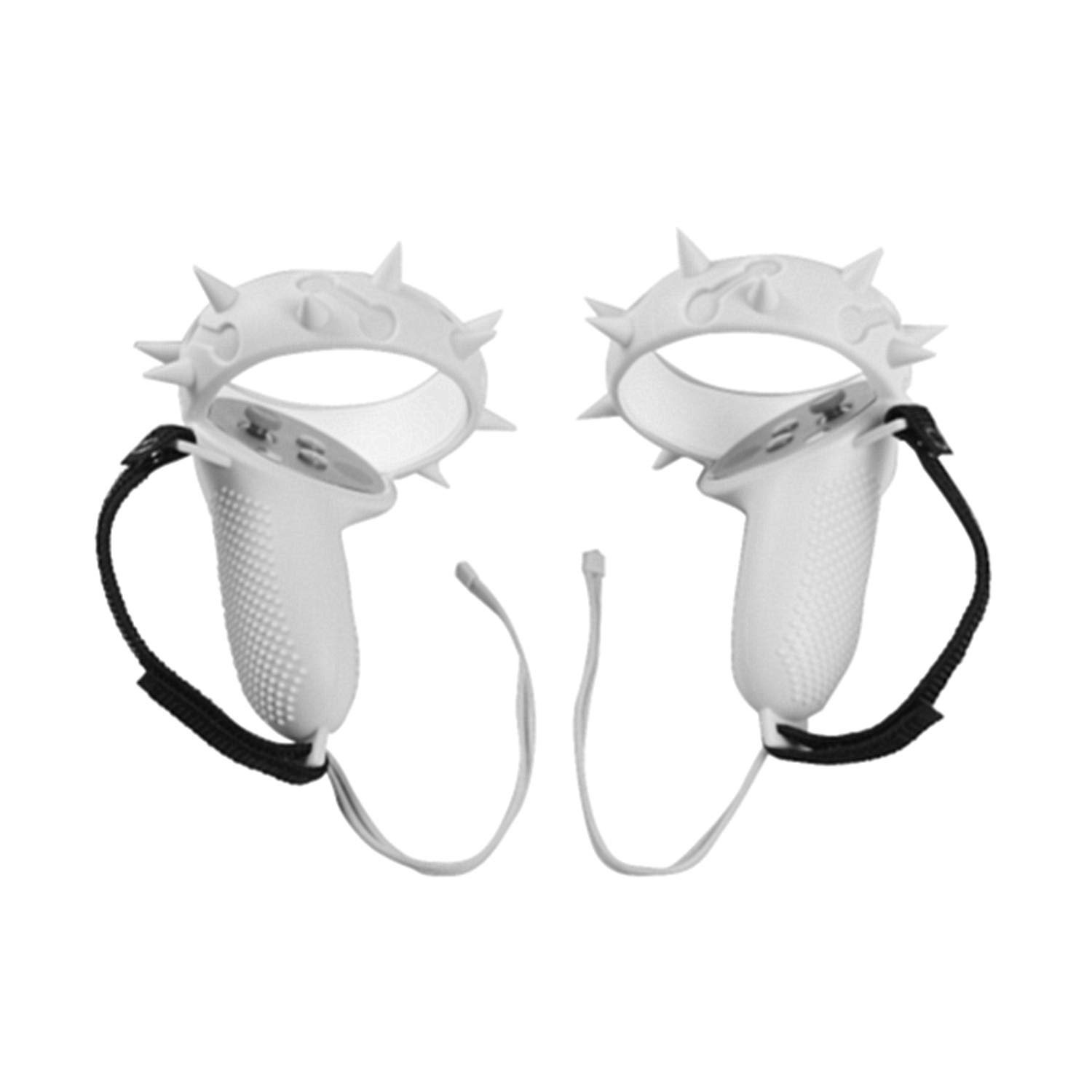 Full Protection Silicone Cover VR Headset for Quest 2 VR Premium Silicone Front Cover Controller Cover Grips Accessories Anti-Throw Sweatproof (White)