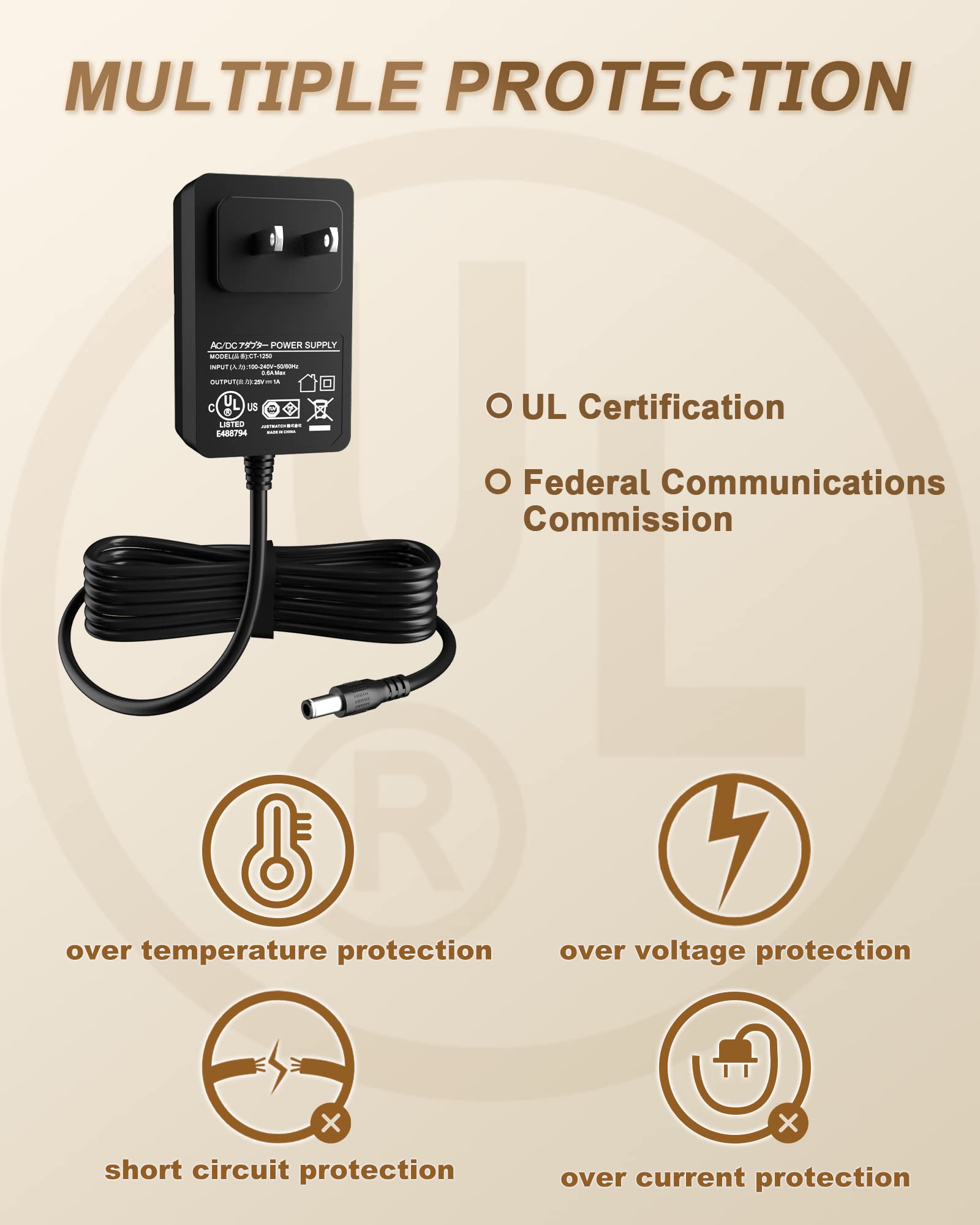 Massage Gun Charger for DC 24V or 25.2V Brushless Motor Massage Gun Charging Cord for Hypervolt, Taotronics, Opove, Toloco, Legiral, Bobbito, Phoenix, CHIROGUN, Cholas, Aldom Battery Charger