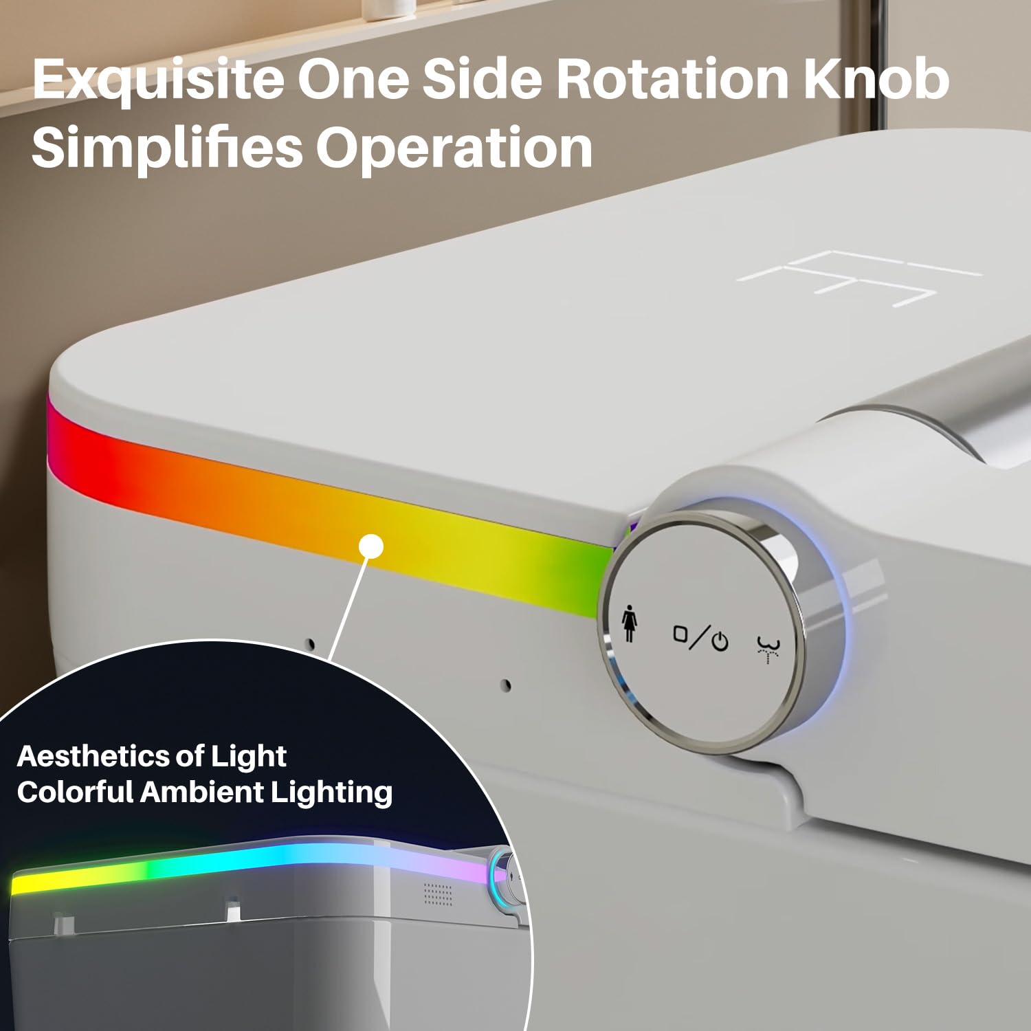 Smart Bidet Toilet with Heated Water/Adjustable Washing Settings/Air Dryer/LED-light, One Piece Bidet-Toilet with Remote Control/Auto Open Cover
