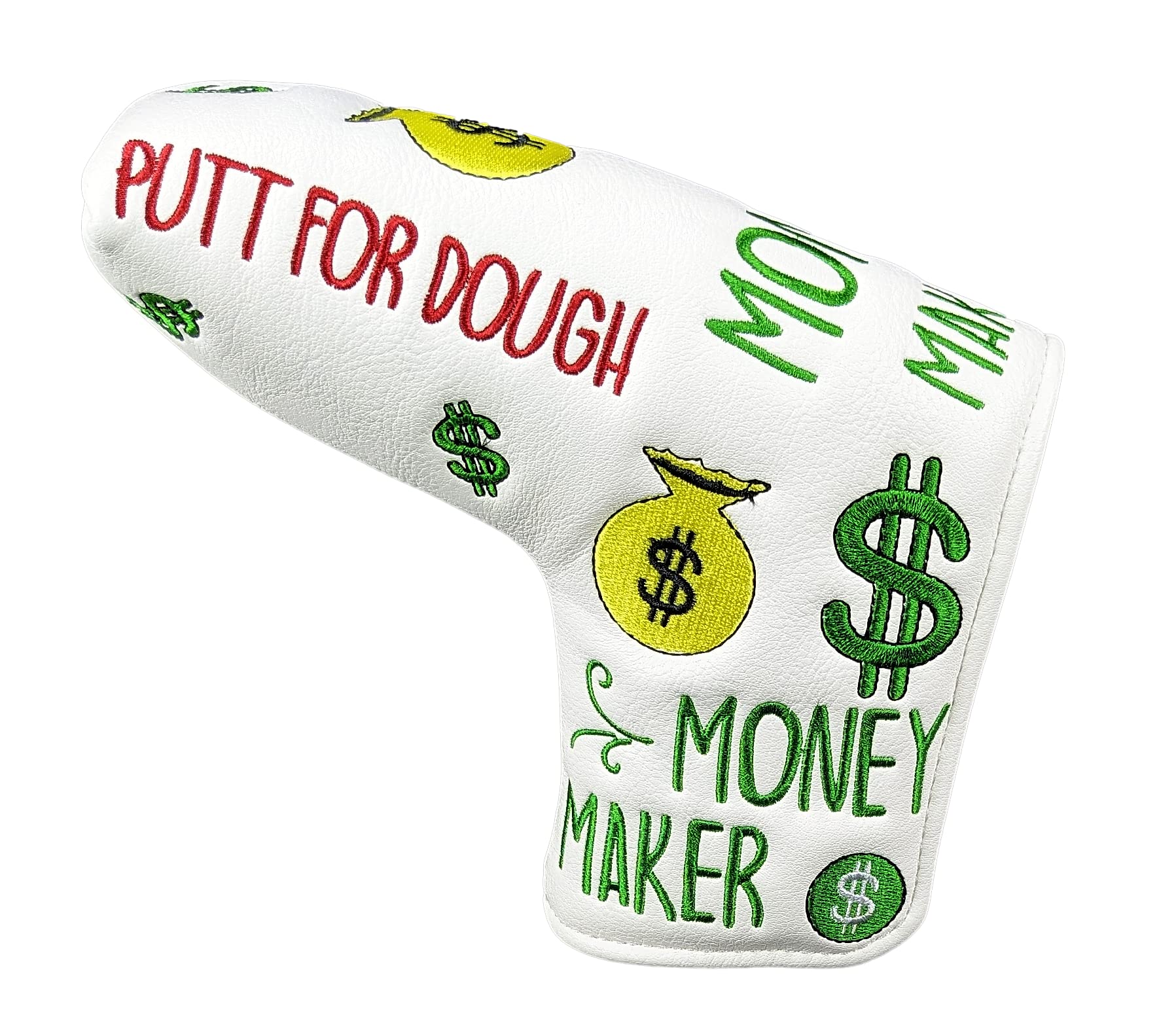 Foretra Putt for Dough - Money Maker White Golf Putter Headcover Quality PU Leather Magnetic Closure for Blade Style Putters