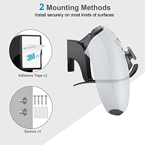 FINPAC Foldable Game Controller Holder - Pack of 2 Universal Wall Mount Controller Stand Hangers for Xbox 360/Xbox One/S/X/Elite/Series X/Series S/PS5/PS4/PS3/Switch Pro Wired/Wireless Gamepad