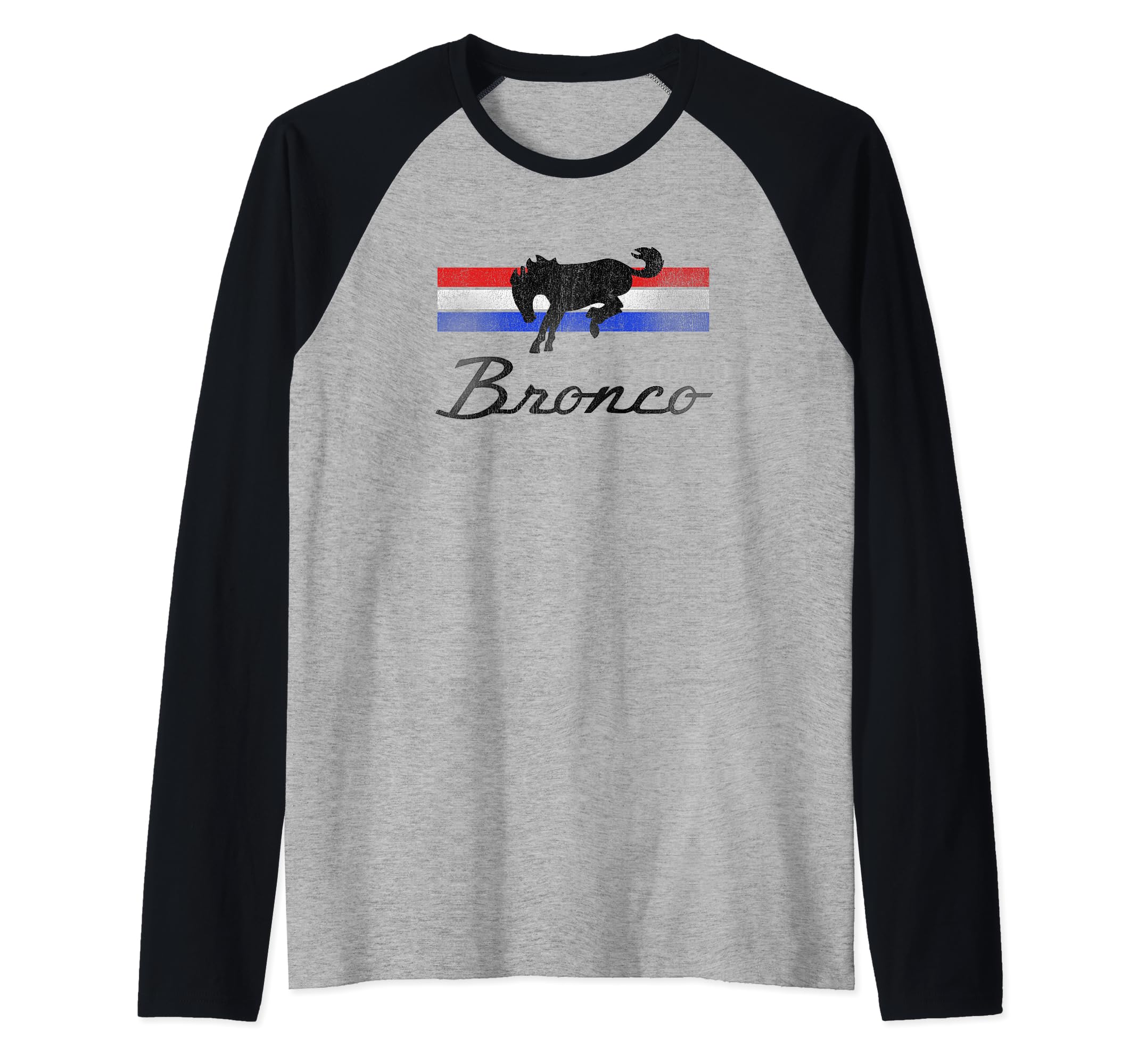 Ford Bronco Logo Stripes Raglan Baseball Tee