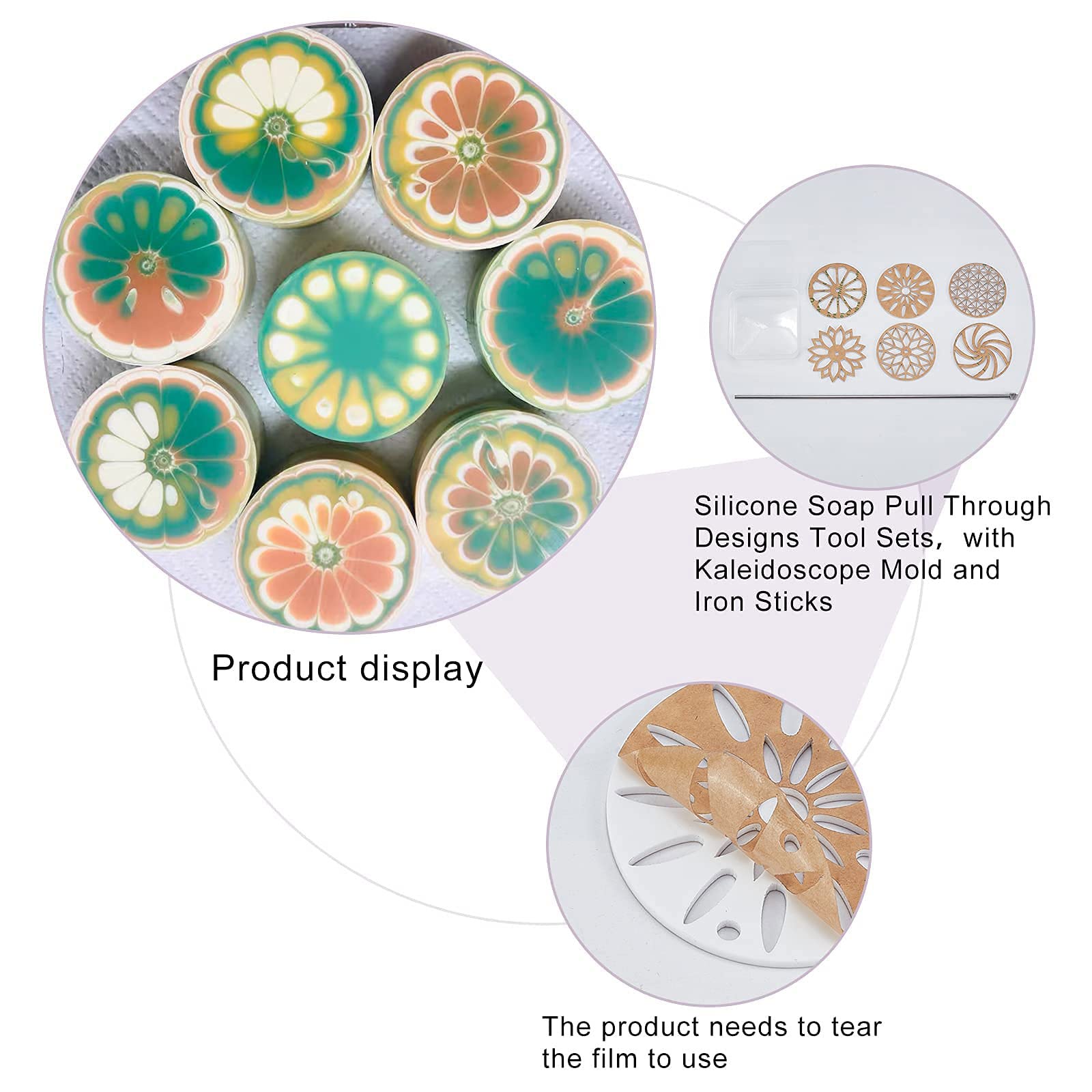For Creative Soap Mold Tools Set Includes 6 Pcs 7cm Round Flower Templates 1 Pc Stainless Steel Rod 1 Pc Clear Storage B Soap Making Supplies Kit For Adults Kids