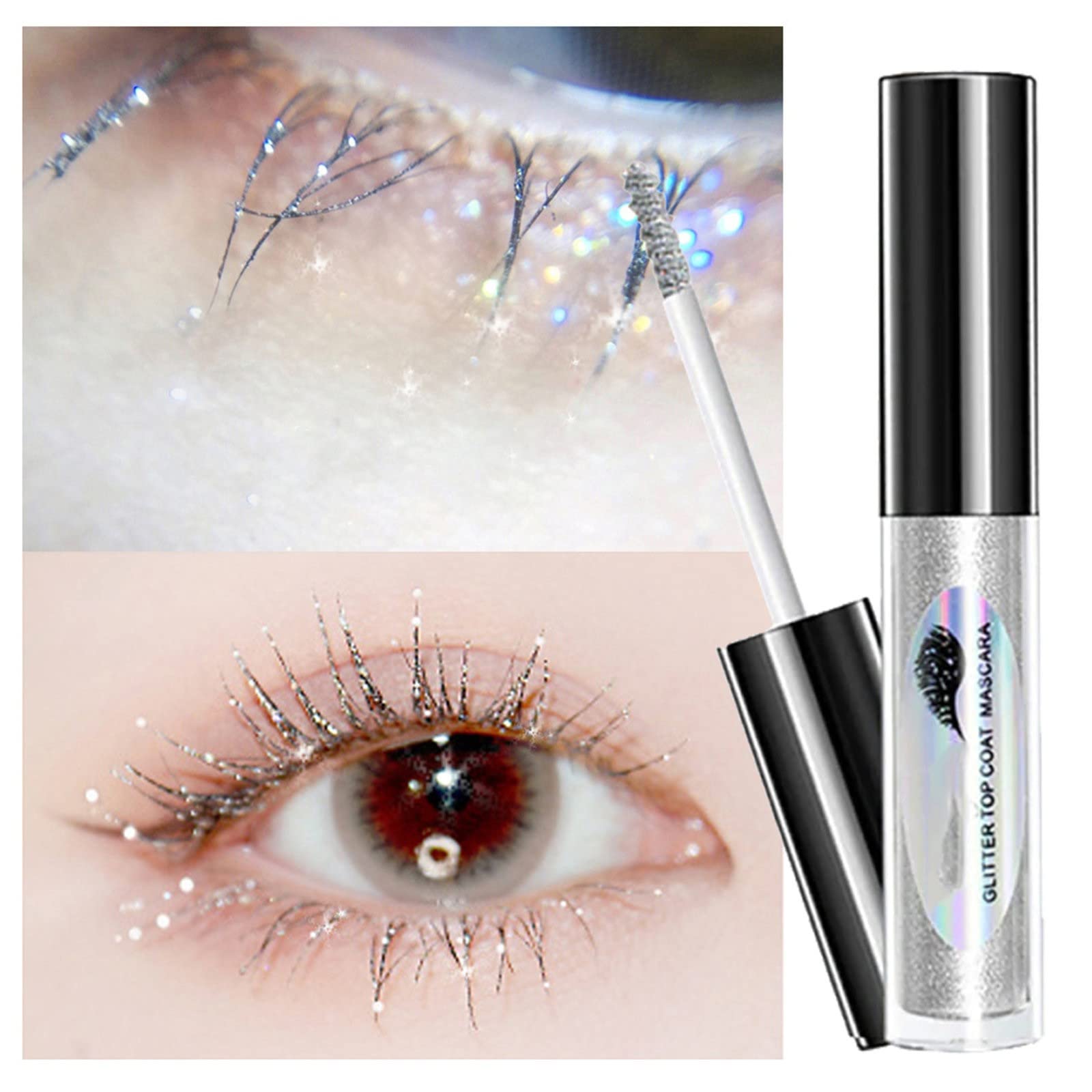 for Party Mascara 4D Diamond Mascara Waterproofs Shining Sparkling and Eyelash Glitter Thickening Lengthening Coat Top Mascara Makeup Products Under 5 Dollars (A, One Size)