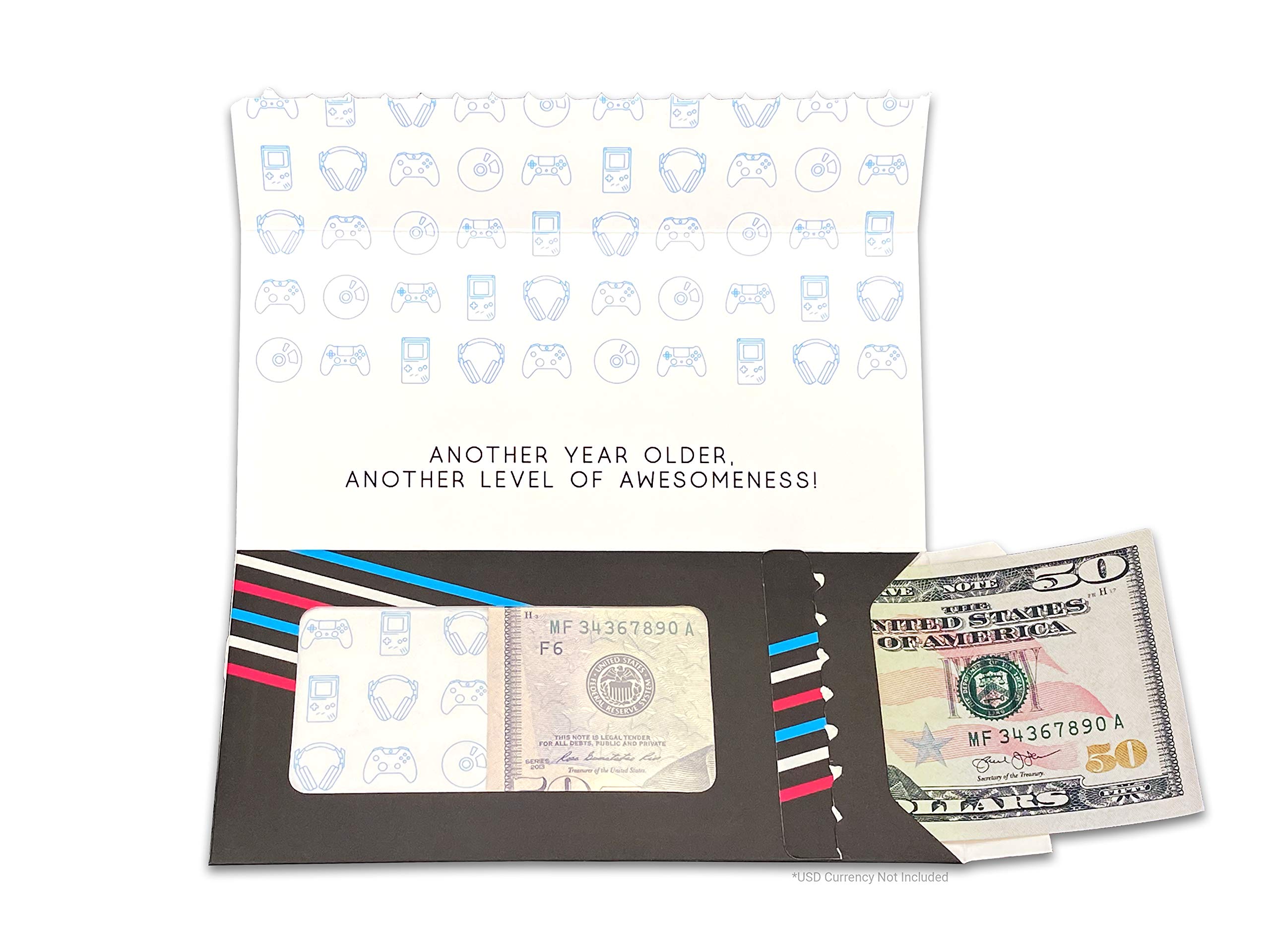 ZipGifts Birthday Card | Zip-Open Money Holder w/Clear Plastic Window for Cash, Check, & Gift Card (Game On)