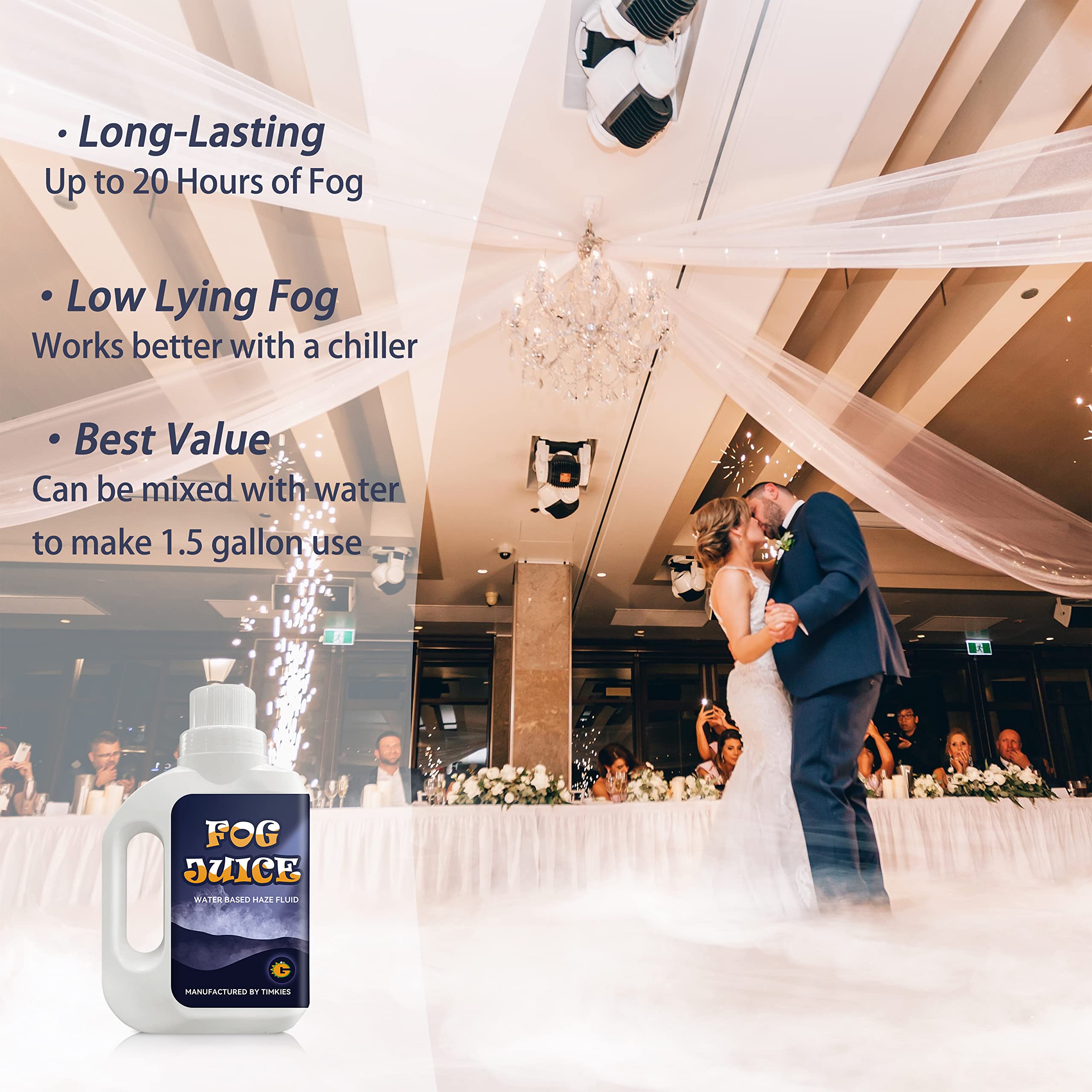 Fog Juice for Fog Machine, Fog Machine Fluid Pure Concentrate High Density, No water, for DJ Party Water Based 400 to 1500 Watt, Long Lasting, High Output - 1 Quart