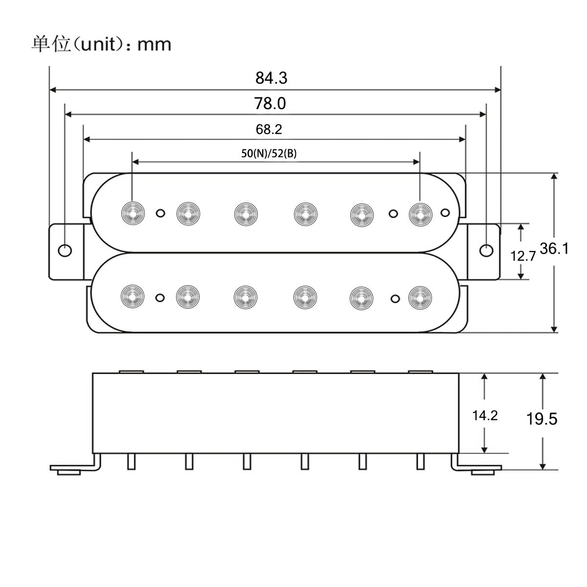 FLEOR Alnico 5 Humbucker Guitar Pickups High Output Bridge Pickup, Black