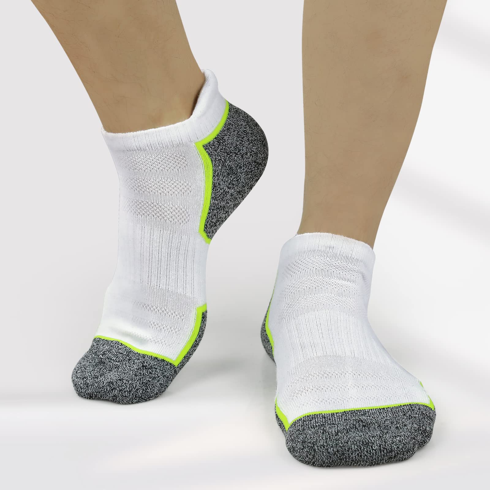FUNDENCY 6 Pack Men's Ankle Athletic Socks Low Cut Breathable Running Tab Socks with Cushion Sole