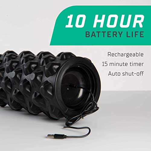 Foam Roller for Physical Therapy & Exercise - Vibrating Foam Roller for Back Pain, Muscle Recovery, Deep Tissue Massage and Stretching - Electric Foam Roller, 8 Speed, Rechargeable, Black