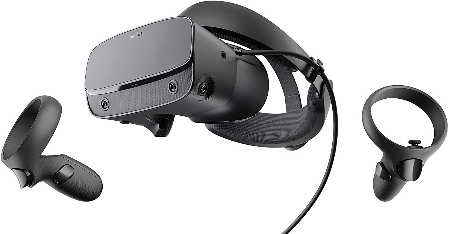 Flagship Oculus Rift S PC-Powered VR Gaming Headset, Touch Controllers, Adjustable Halo Headband, 3D Positional Audio, Insight Tracking, Black, Bundle W/GM Controller Grip Accessories Set