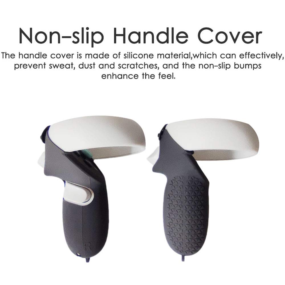 for Oculus Quest 2 Accessories - VR Face Silicone Cover + Touch Controller Grip Cover + Protective Lens dust-proof Cover + Thumb Button Cap (Black)