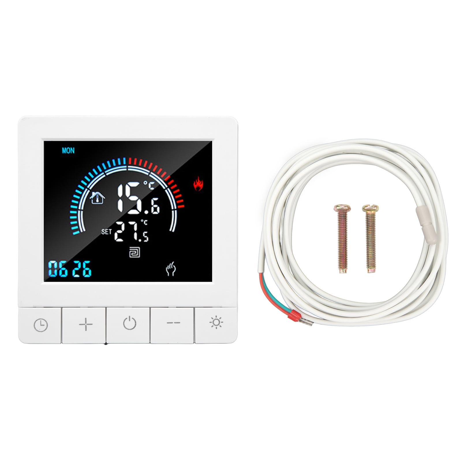Floor Heating Thermostat, Programmable Home Heating Controller AC 90-240V High Accuracy Touch Control for Hotel (16A Electric Heating with WiFi (Included 3 Meter)