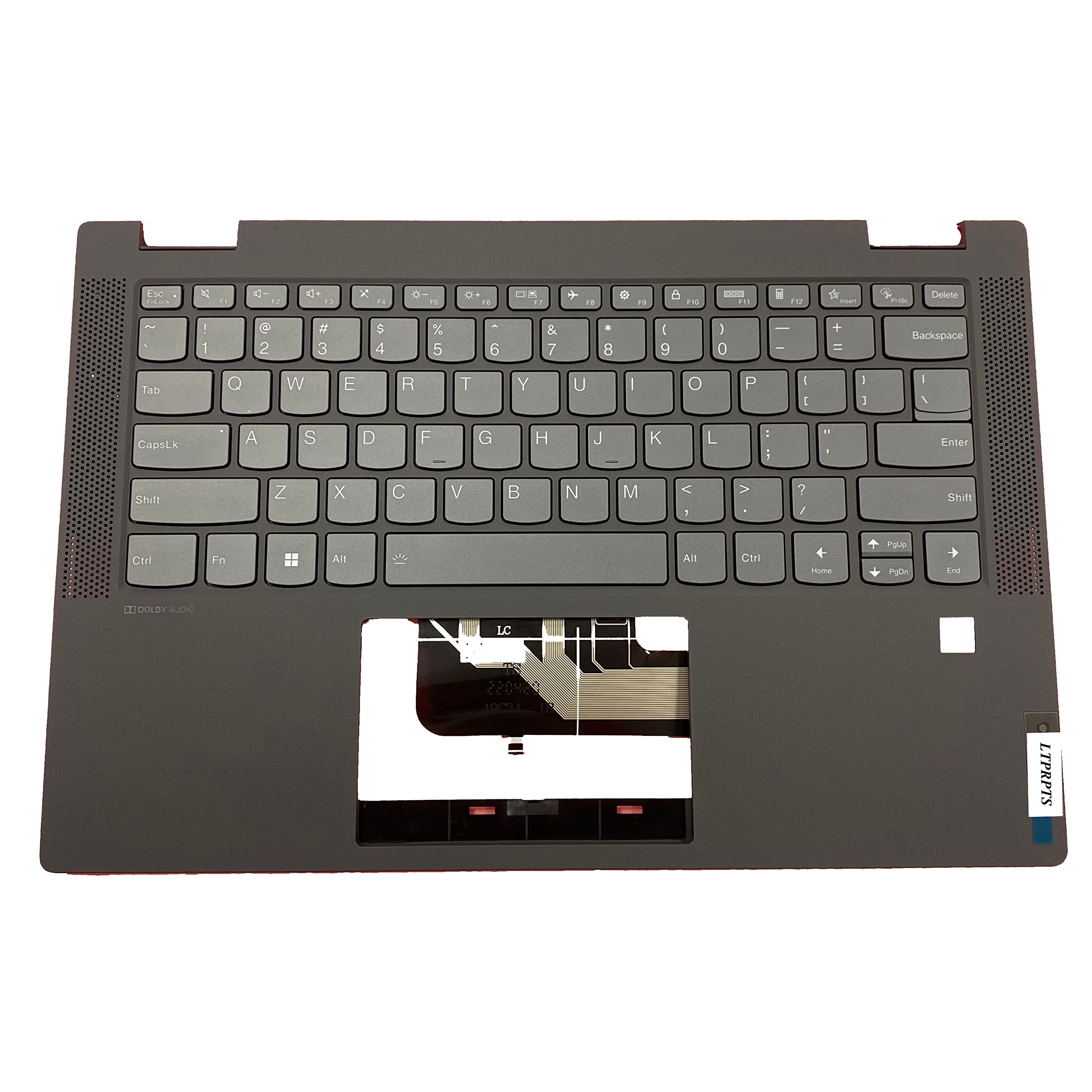 LTPRPTS Replacement Laptop Upper Case Palmrest Backlit Keyboard Assembly Part for Lenovo Flex 5-14IIL05 ARE05 ITL05 5CB0Y85490 Gray