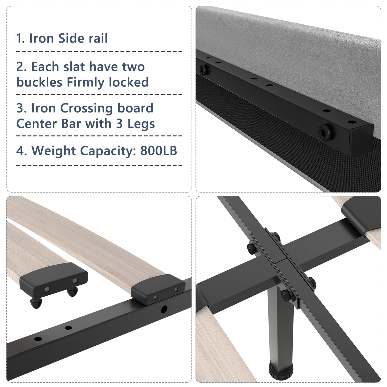 Flolinda King Size Bed Frame and Headboard, Velvet Upholstered Tufted Bed Frame King, Mattress Foundation with Sprung Slats, King Bed Frame No Box Spring Needed, Easy Assembly